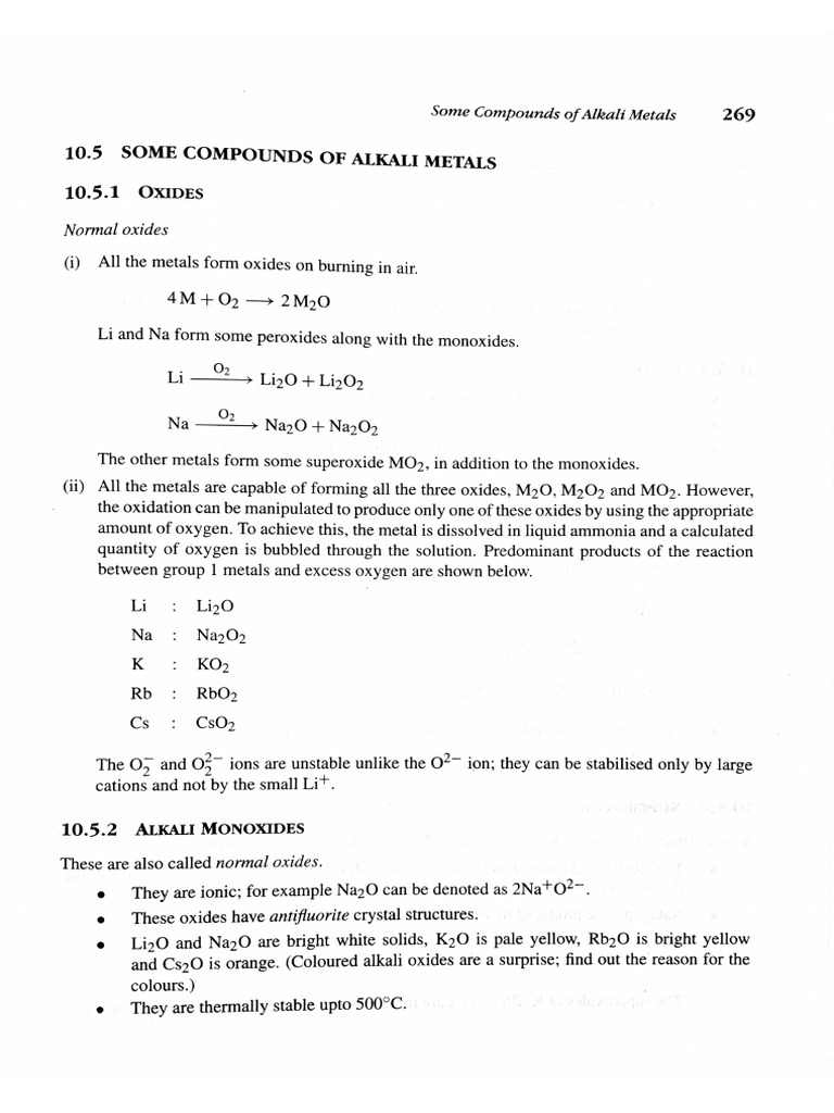 Alkali Metals - Oxides, Hydroxides & Halides | PDF