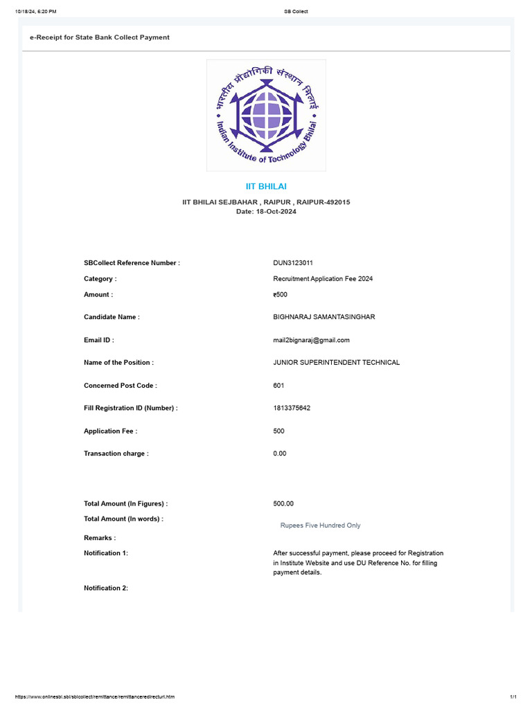 Iit Bihali Application Fees | PDF | Payments