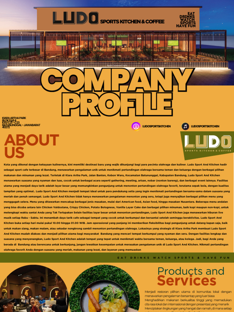 Company Profile Ludo Sports Kitchen & Coffee 2 | PDF
