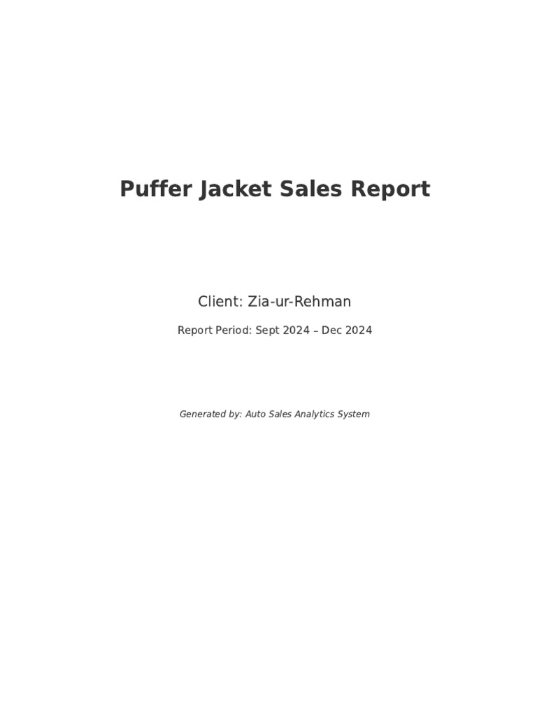 Sales Report Puffer Jackets | PDF