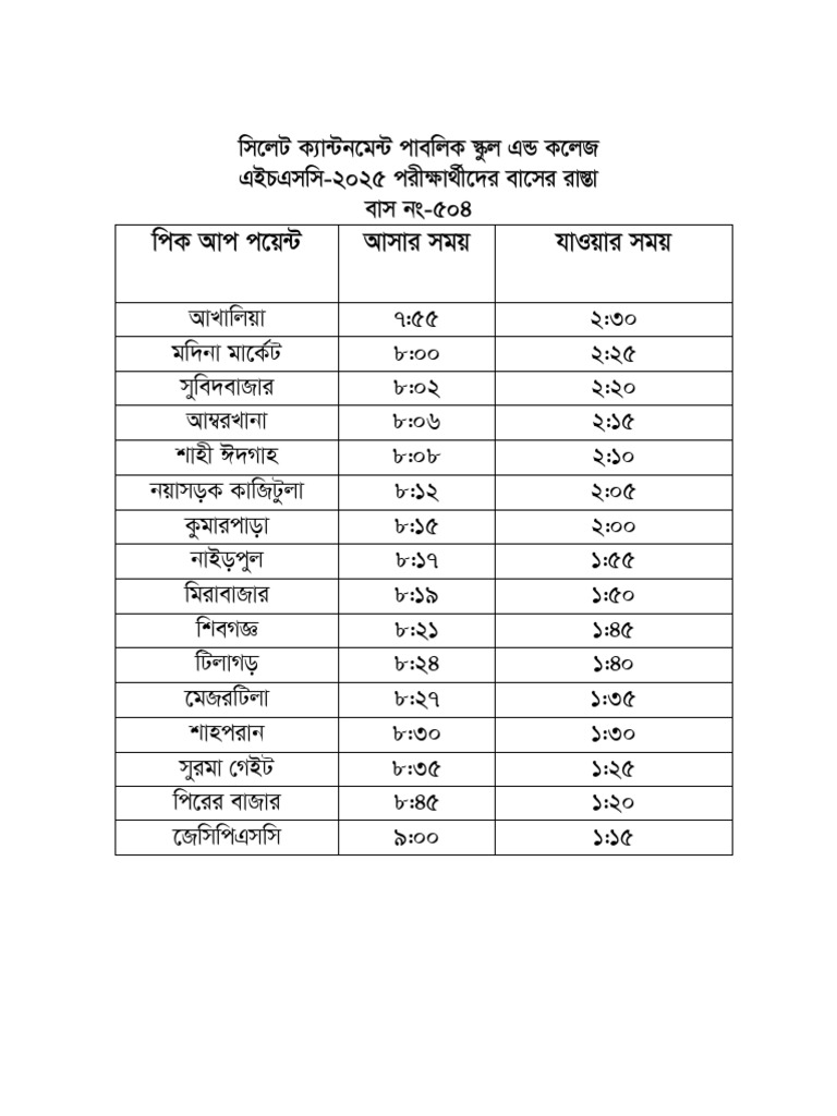 Bus Time-Hsc-25 | PDF
