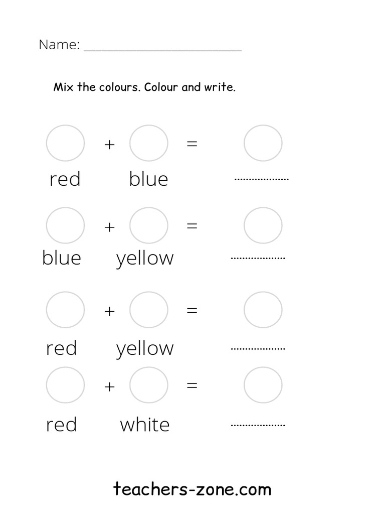 Primary Color Mixing Worksheet | PDF