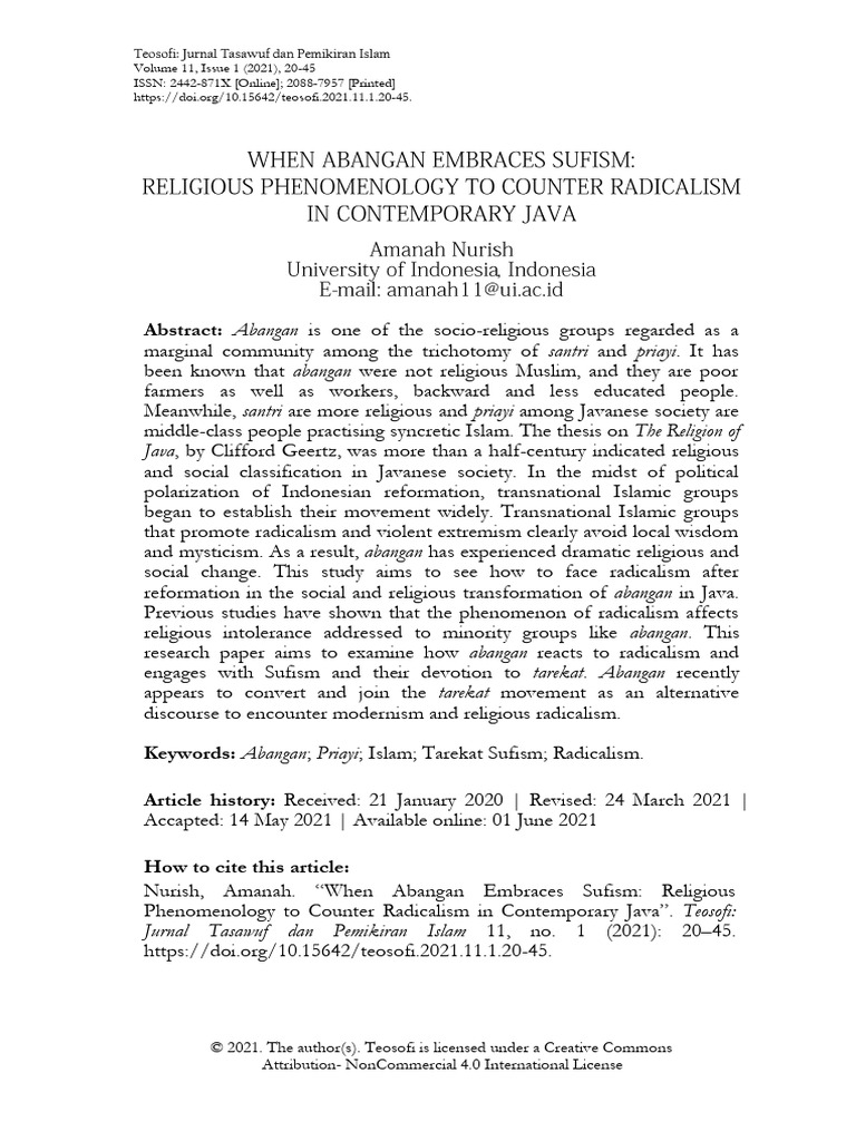 When Abangan Embraces Sufism Religious Phenomenology To 2h18r56e39 ...