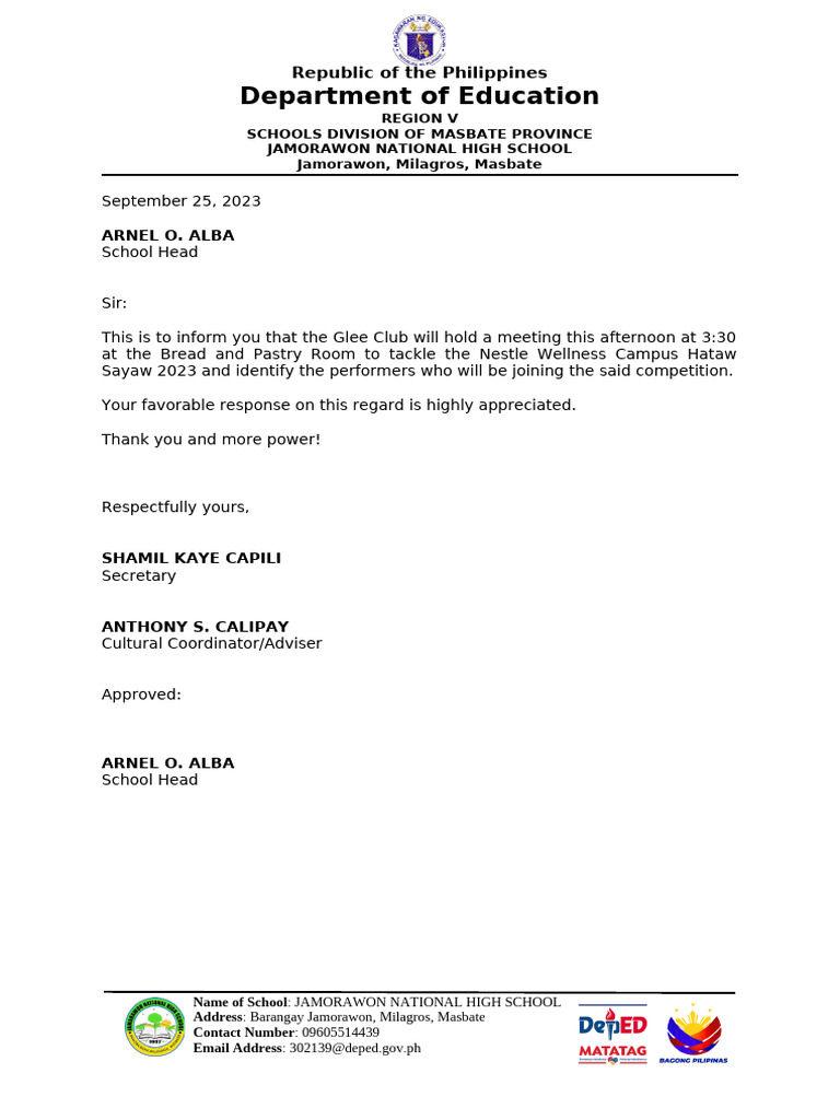 Letter Request - Hataw Sayaw Wellness | PDF