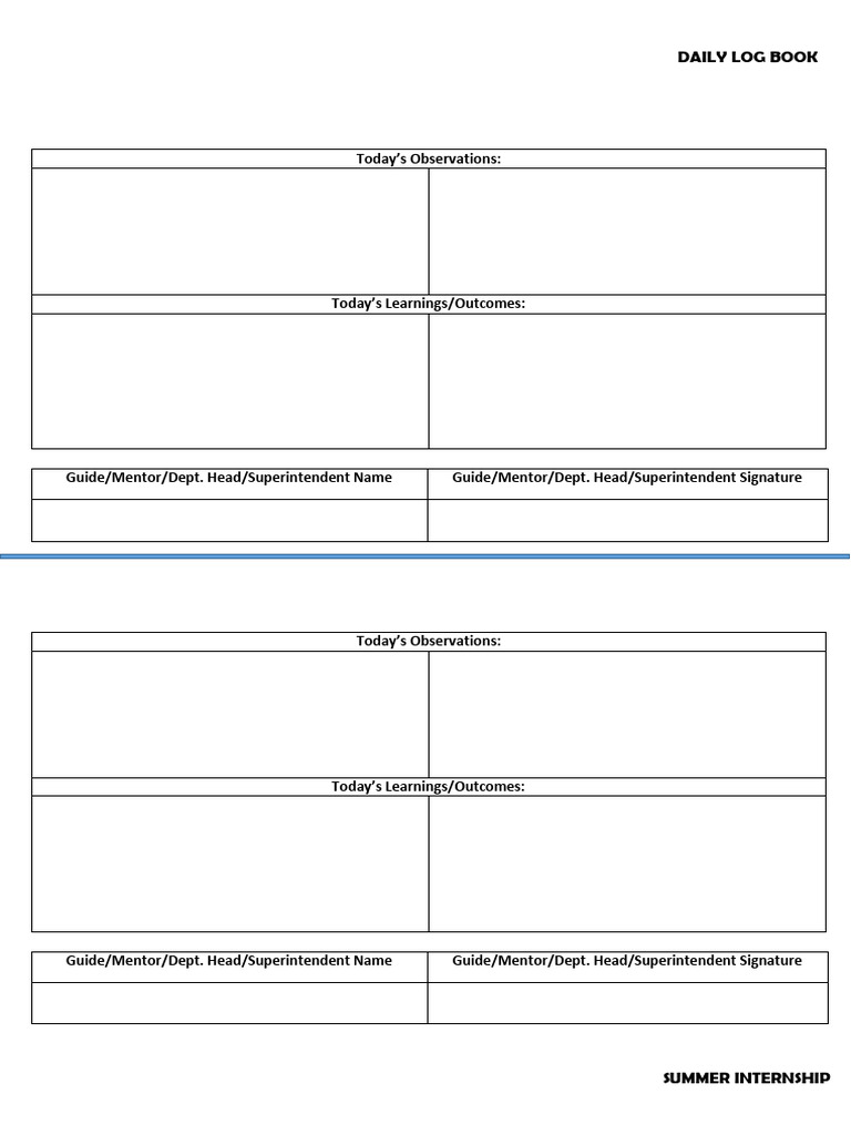 Sample-4 Internship Daily Logbook | PDF