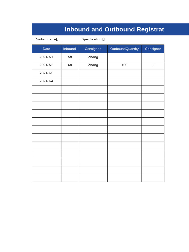 Inbound and Outbound Form Template | PDF