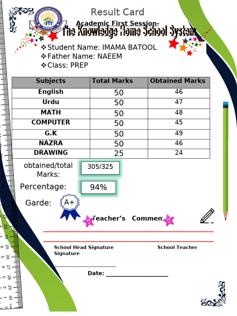 Student Report Card Template | PDF