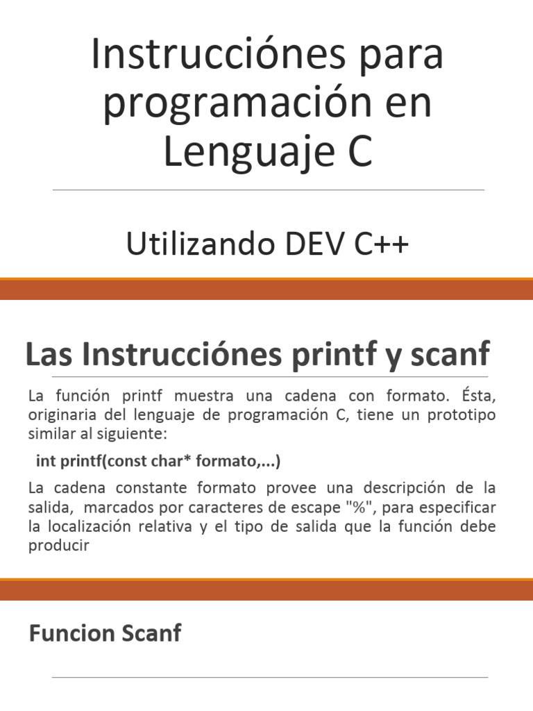 Instrucciónes de Programación en C | PDF | División (Matemáticas) | C (lenguaje de programación)