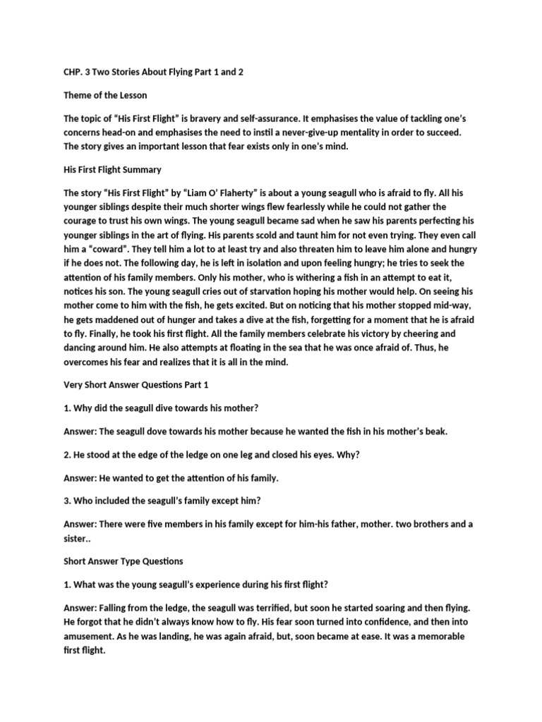 Bravery in "His First Flight" & "Black Aeroplane" | PDF | Airplane