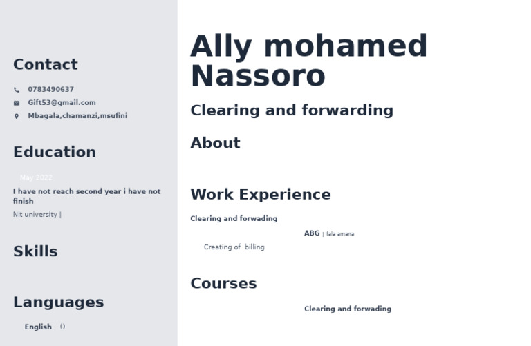 .Trashed 1753611056 Ally Mohamed Nassoro CV | PDF