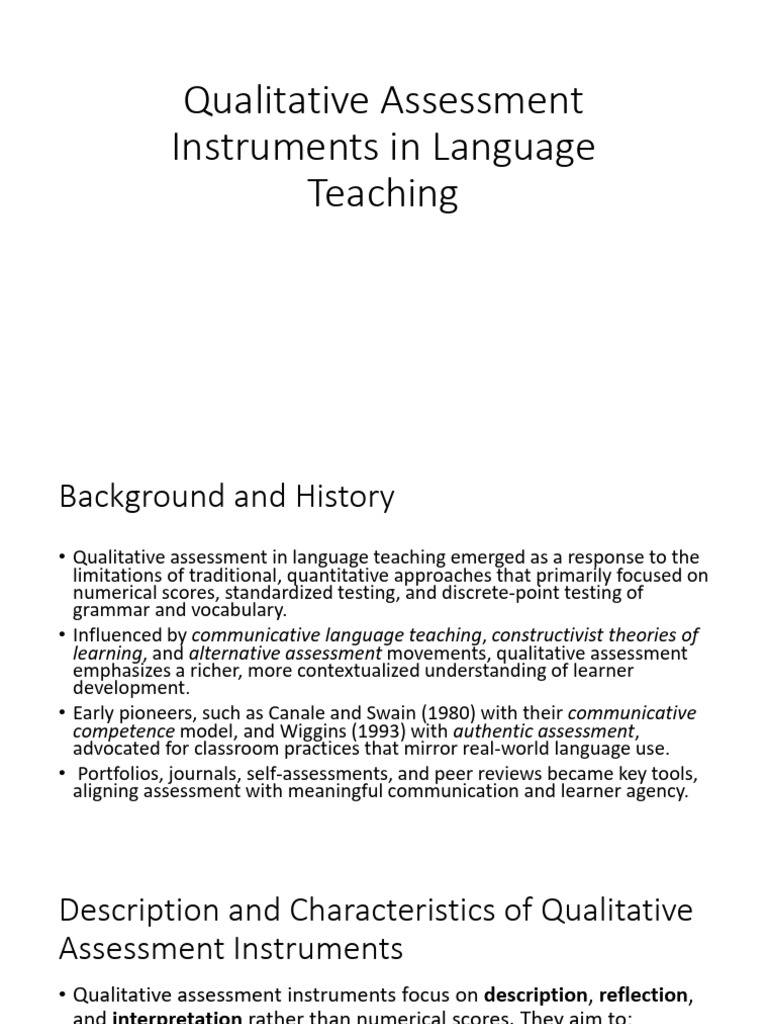 Qualitative Assessment Tools in Language Education | PDF | Educational ...