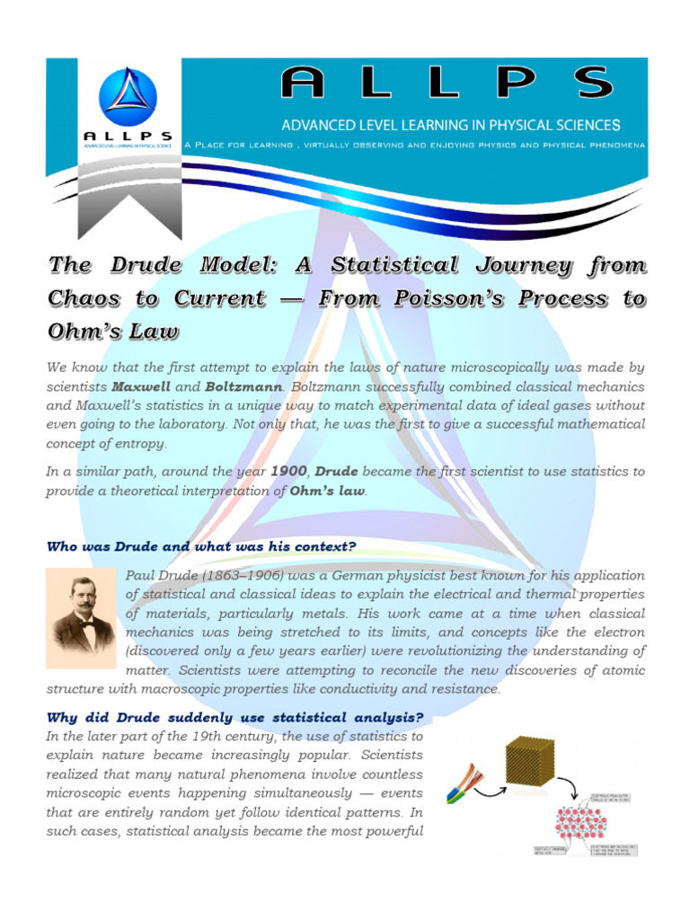 Drude Model of Electrical Conductivity | PDF | Electrical Resistivity ...