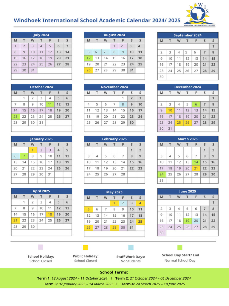 WIS Academic Calendar 2024/2025 | PDF