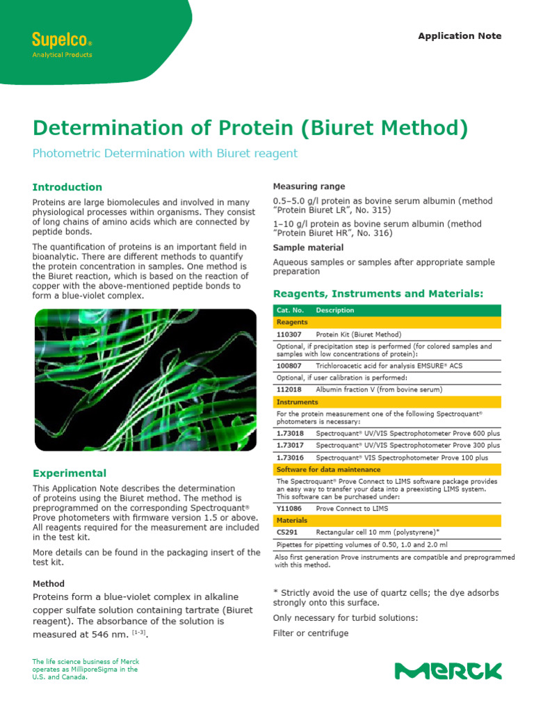 Biuret Method for Protein Quantification | PDF | Proteins ...