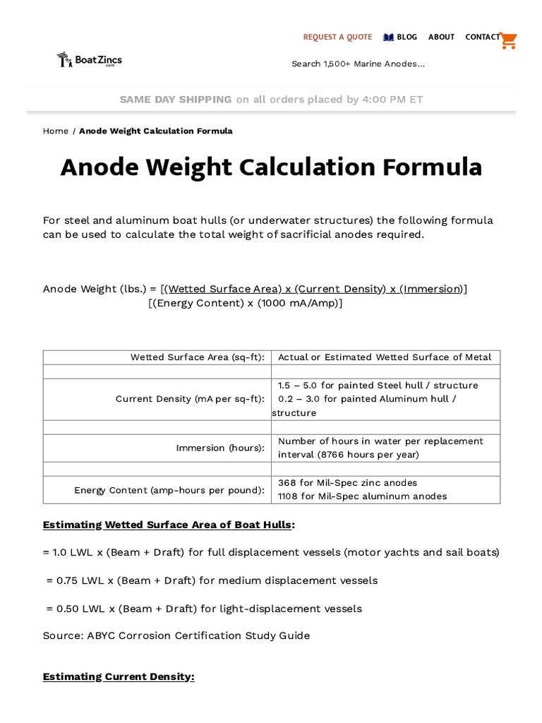 Sacrificial Anode Weight Calculation | PDF | Anode | Watercraft
