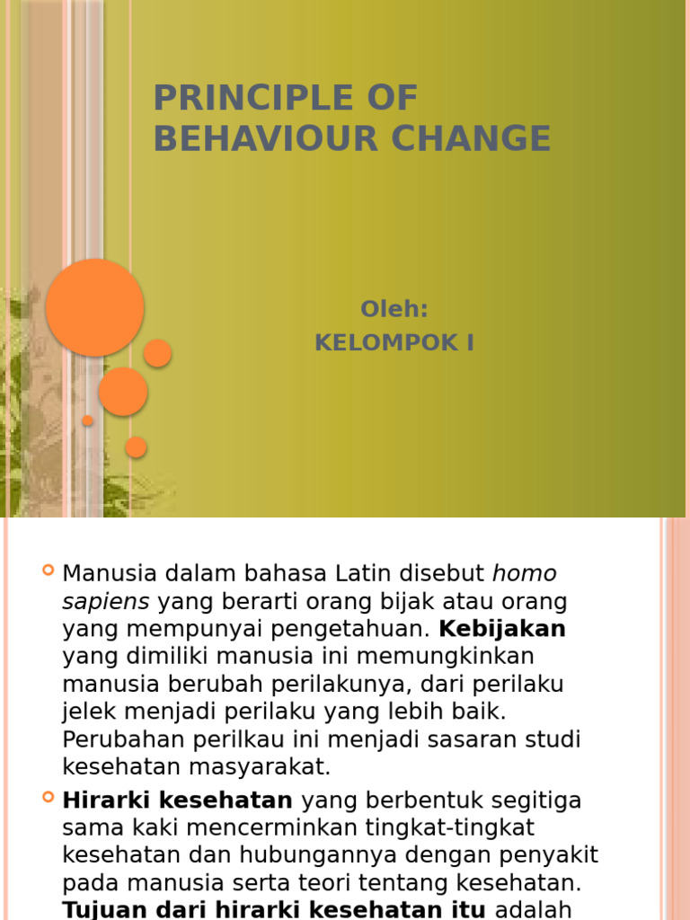 Principle of Behaviour Change | PDF