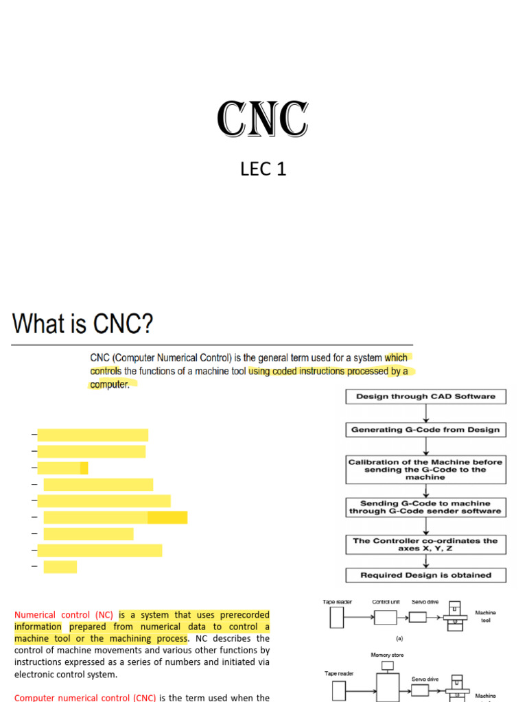 Lec 1 Cnc بعد التعديل م | PDF | Numerical Control | Secondary Sector Of The Economy