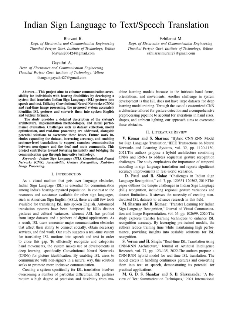 IEEE Conference Template | PDF | Sign Language | Communication