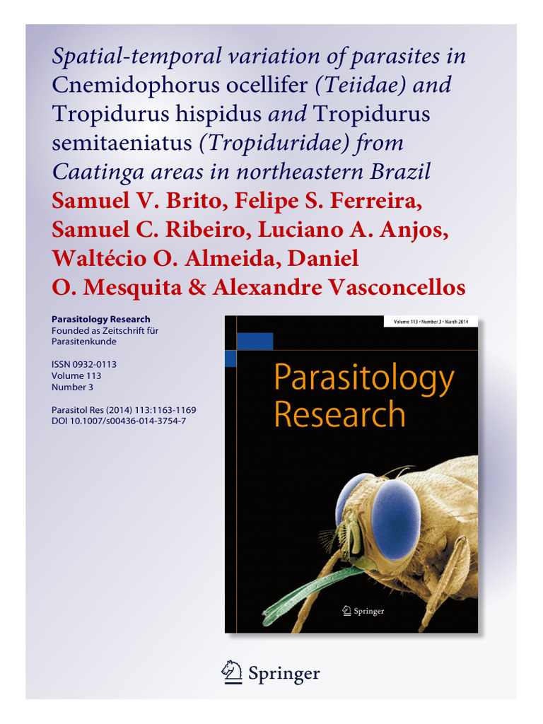 Brito 2014 Spatial Temporal Variations Parasite Abundance | PDF | Foraging | Ant