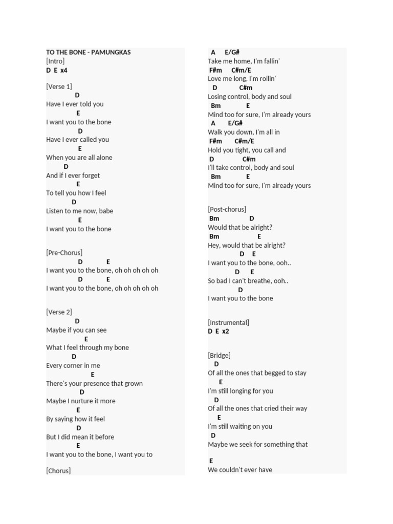 To The Bone | PDF | Song Structure | Musical Forms