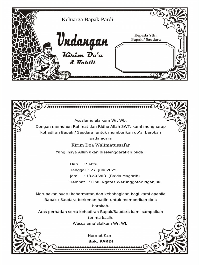 Desain Undangan Tahlil Doc 1 | PDF