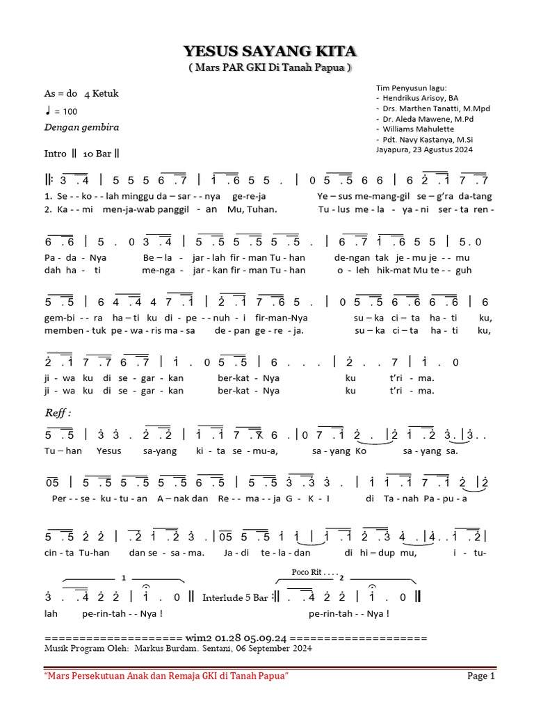 MARS PAR GKI DI TANAH PAPUA.6 Serta Penjelasannya | PDF