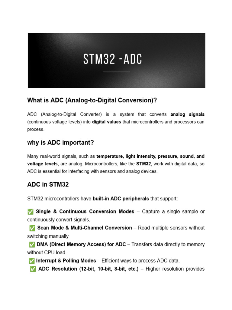 Understanding ADC in STM32 Microcontrollers | PDF | Analog To Digital ...