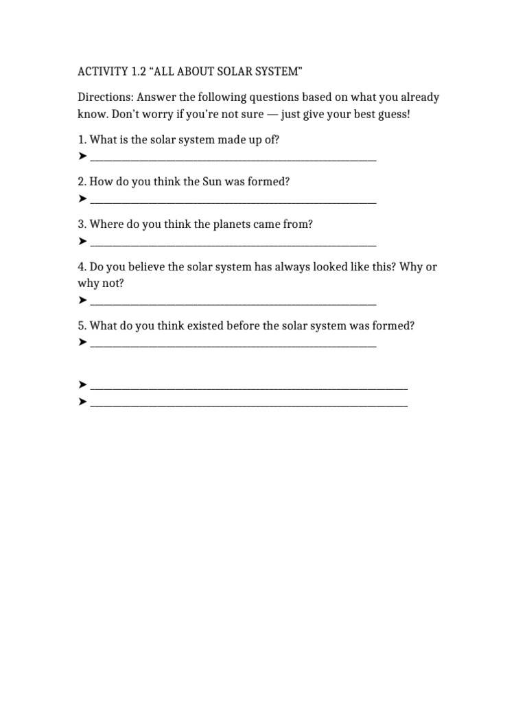 Solar System Formation Activity | PDF