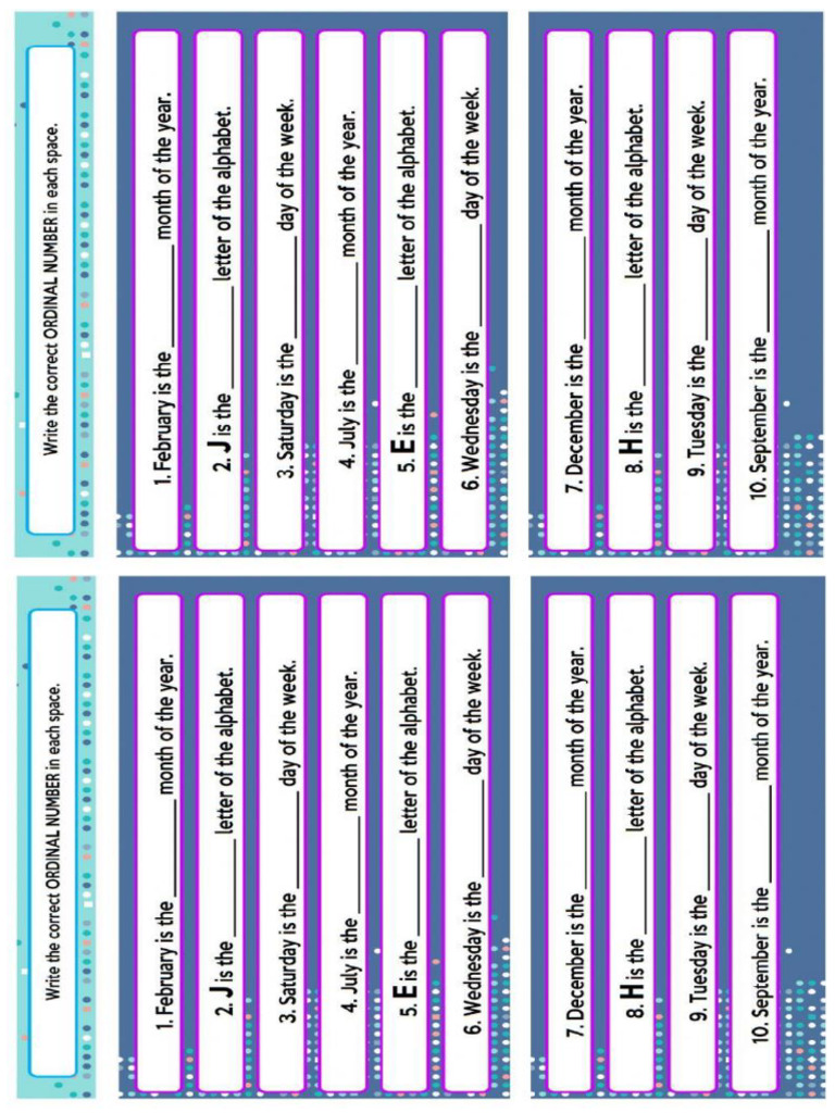 Ordinal Numbers For HW | PDF