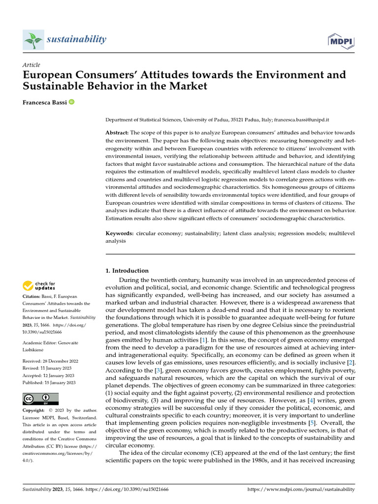 European Consumers Attitudes Towards The Environm | PDF ...