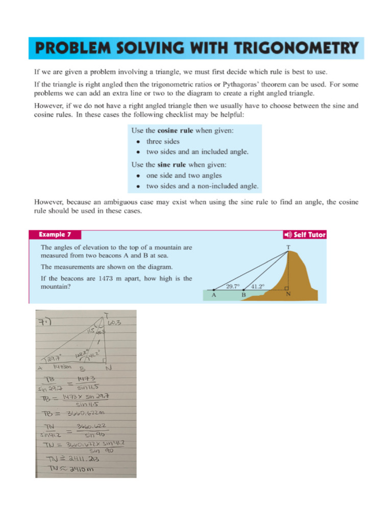 Problem Solving With Trigonometry, Ambiguous Case of Sine Rule | PDF