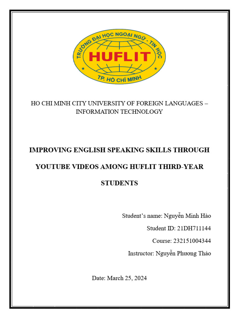 YouTube's Impact on HUFLIT English Skills | PDF | English Language ...