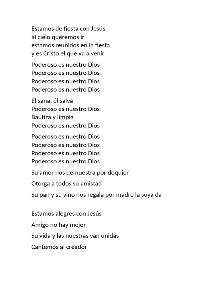 Letra de "Estamos de Fiesta con Jesús" | PDF