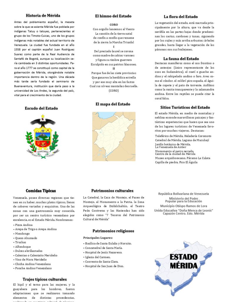 Triptico de El Estado Merida | PDF | Venezuela