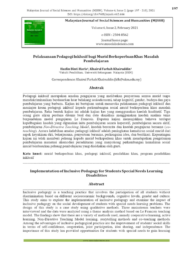 View of Pelaksanaan Pedagogi Inklusif Bagi Murid Berkeperluan Khas ...