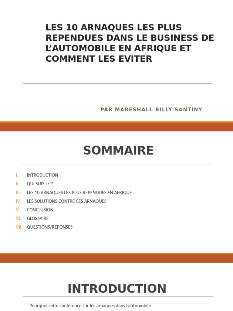 Arnaques automobiles en Afrique : 10 pièges à éviter | PDF | Assurance ...