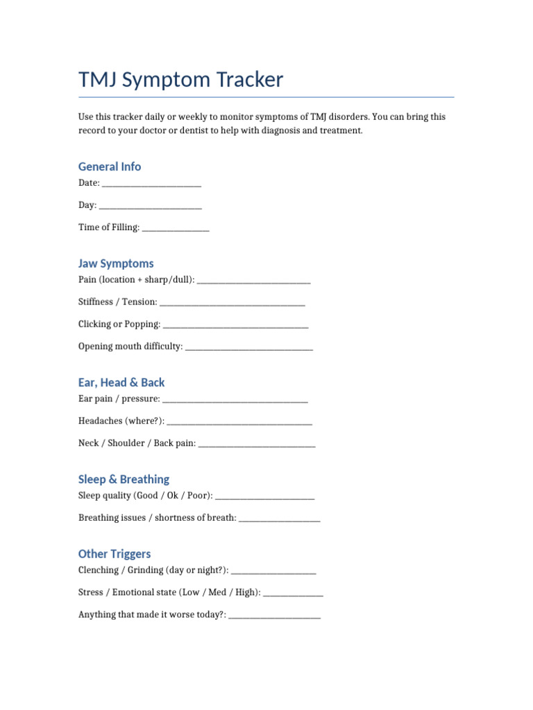 TMJ Symptom Tracker Updated | PDF