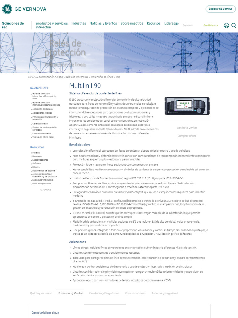 l90-g00 General Electric | PDF | Transformador | Relé