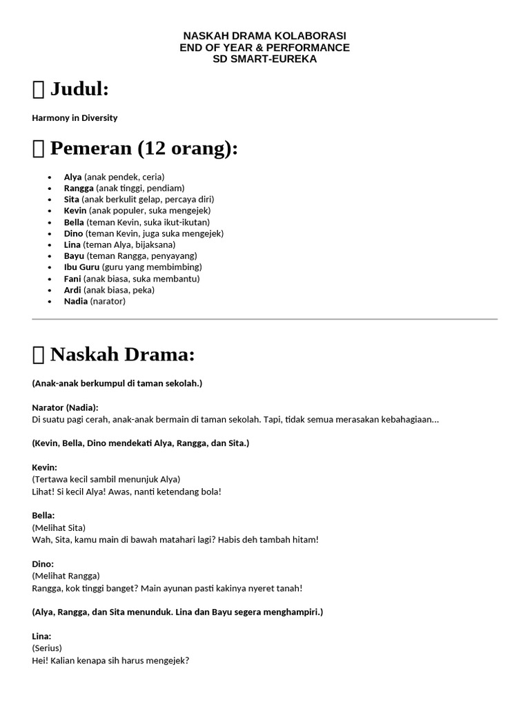 Naskah Drama Kolaborasi Eoy & Performance 2025 | PDF