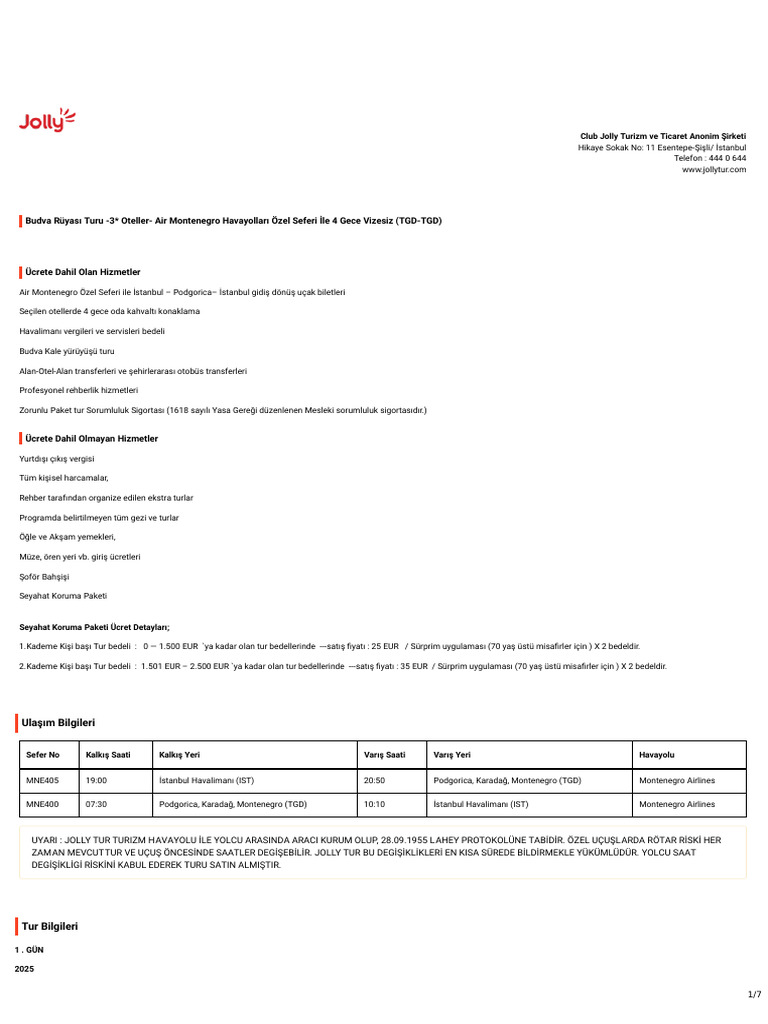 Budva Ruyasi Turu - 3 - Oteller - Air Montenegro Havayollari Ozel Seferi Ile 4 Gece Vizesiz (TGD ...