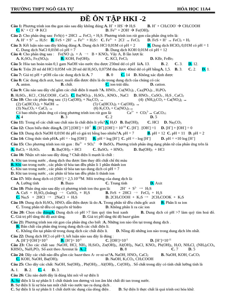 De On Tap Hki 2 D A | PDF