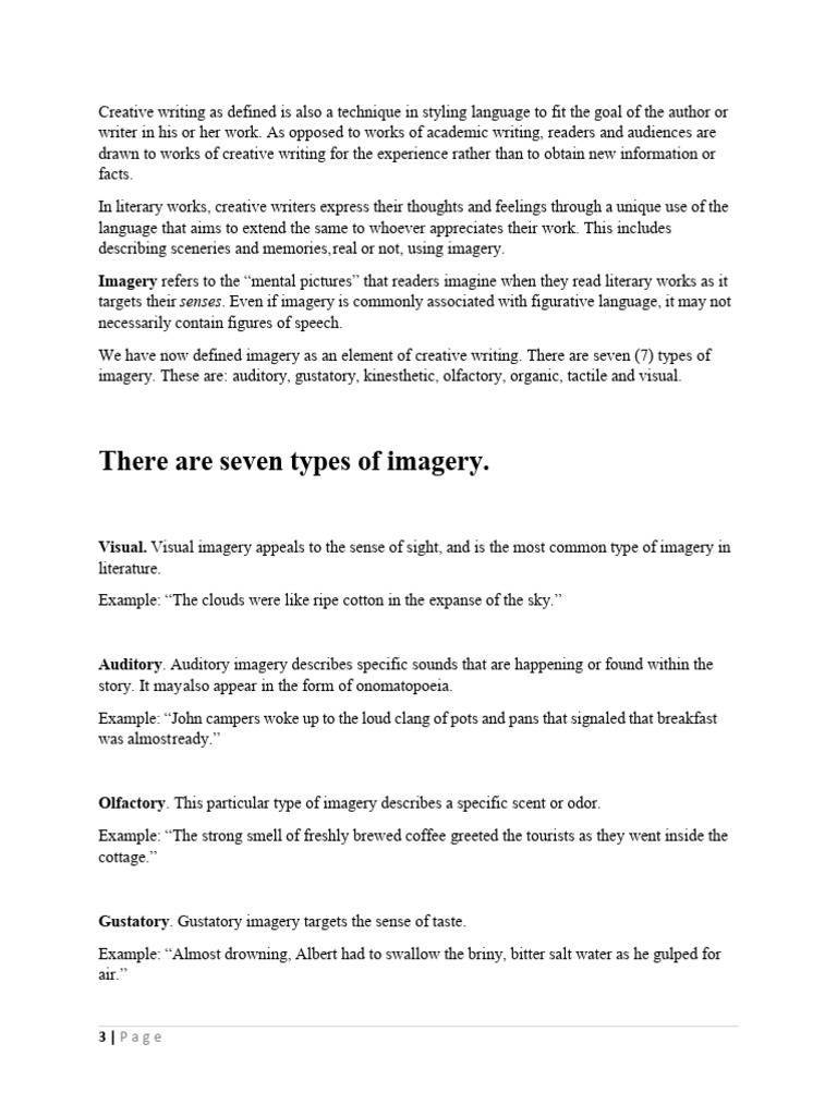 Lesson 3-Creative Writing | PDF | Senses | Odor