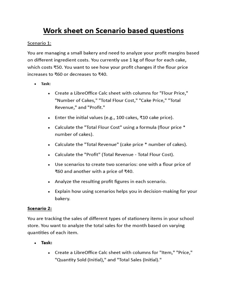 Work Sheet On Scenario Based Questions | PDF | Interest | Prices