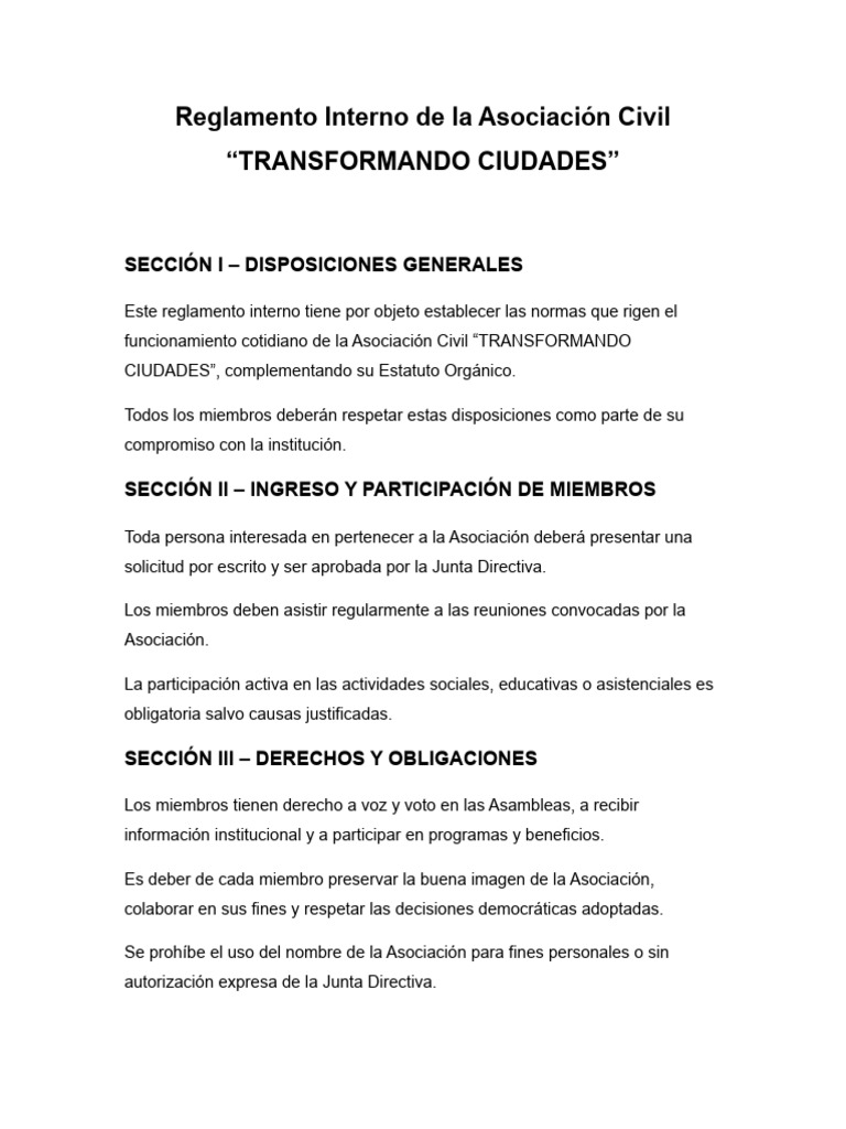 Reglamento Interno | PDF