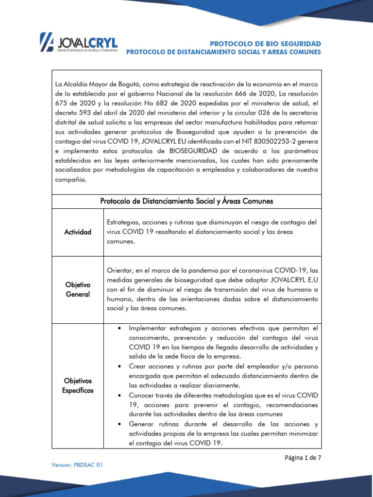 03 - Protocolo de Distanciamiento Social y Areas Comunes | PDF | Lavado de manos | Salud pública