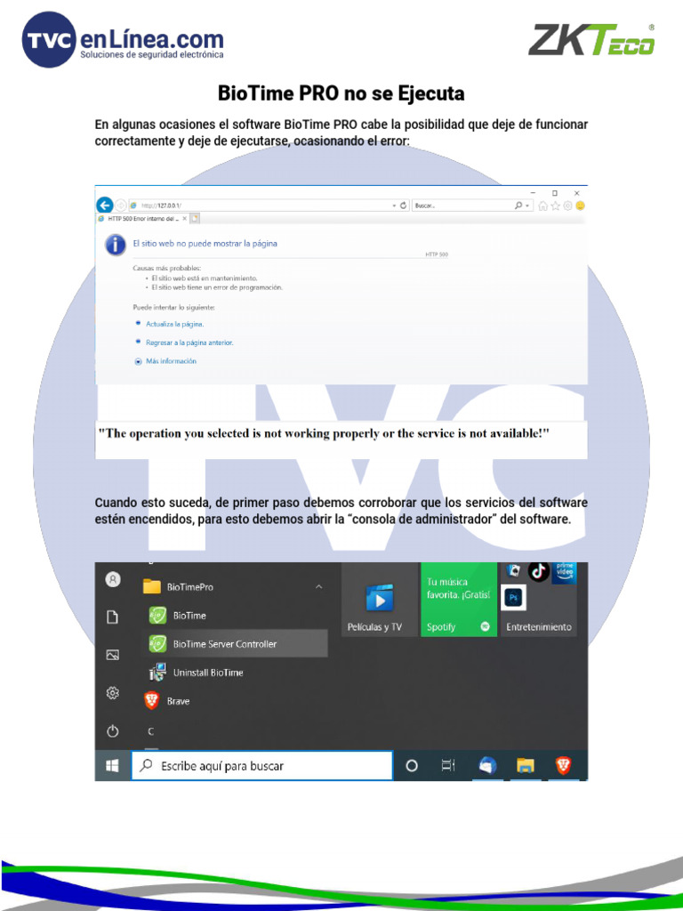 Biotime PRO No Ejecuta | PDF