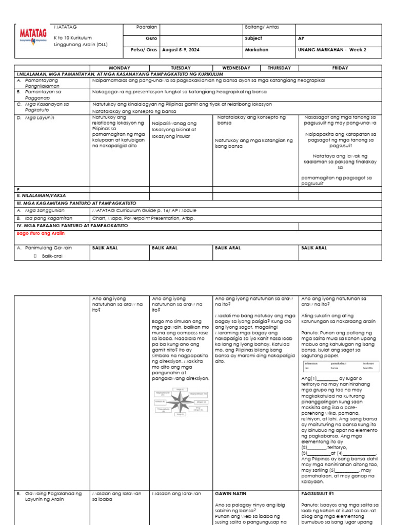 Matatag Dll Week 2 AP g4 | PDF