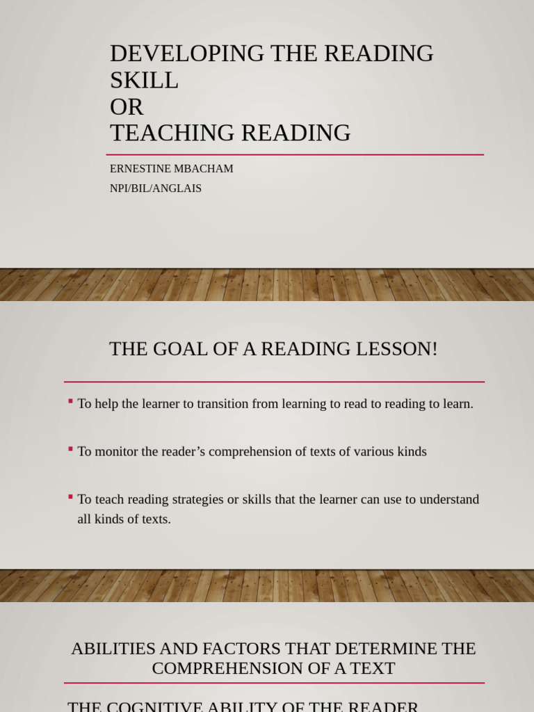2023 PP On Developing The Reading Skill | PDF | Reading Comprehension | Learning
