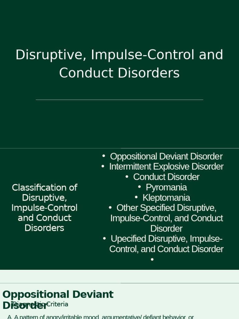 Disruptive and Impulse-Control Disorders | PDF | Mental Disorder ...