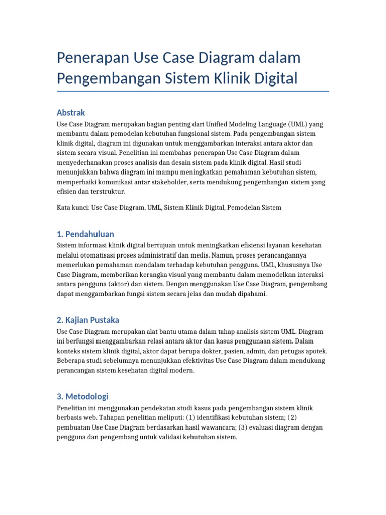 Jurnal Use Case Diagram Klinik Digital | PDF